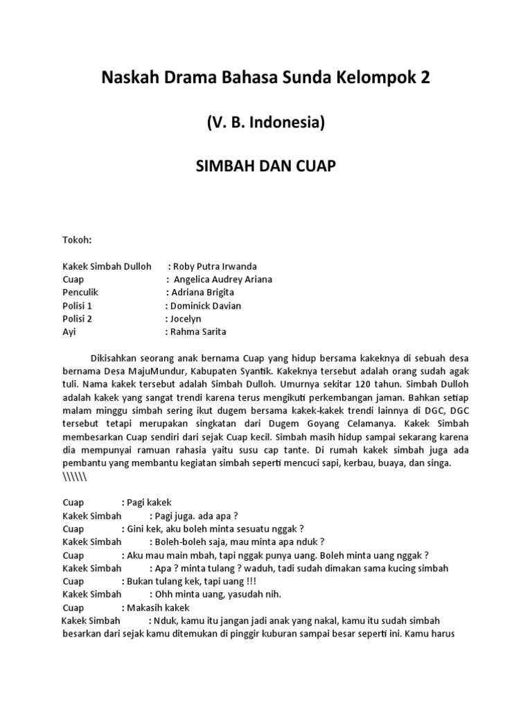 Naskah Drama Sunda: Simbah dan Cuap | PDF