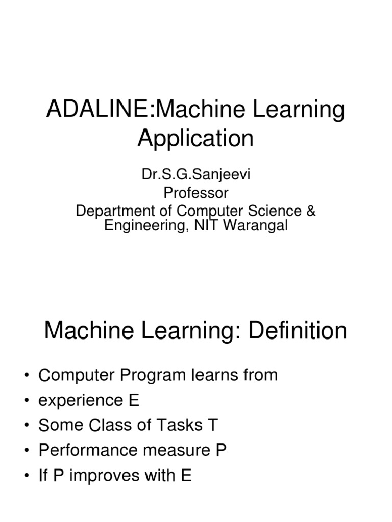 ADALINE:Machine Learning Application | PDF | Learning | Machine Learning