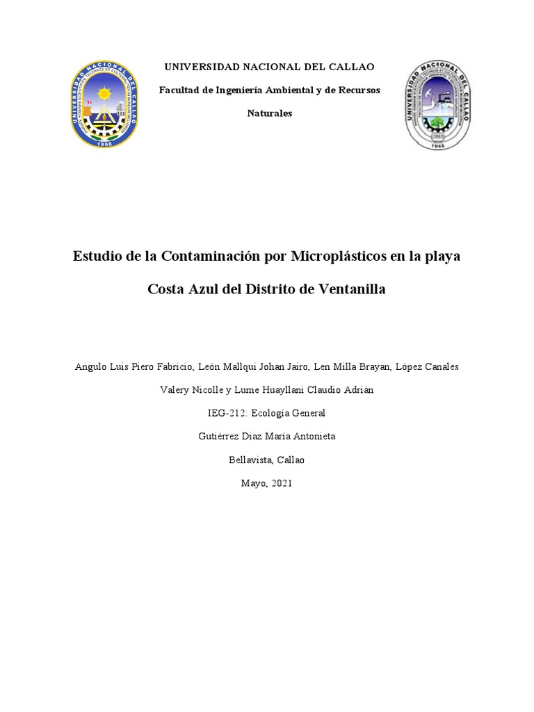 Contaminación por Microplásticos en Costa Azul | PDF | Contaminación ...