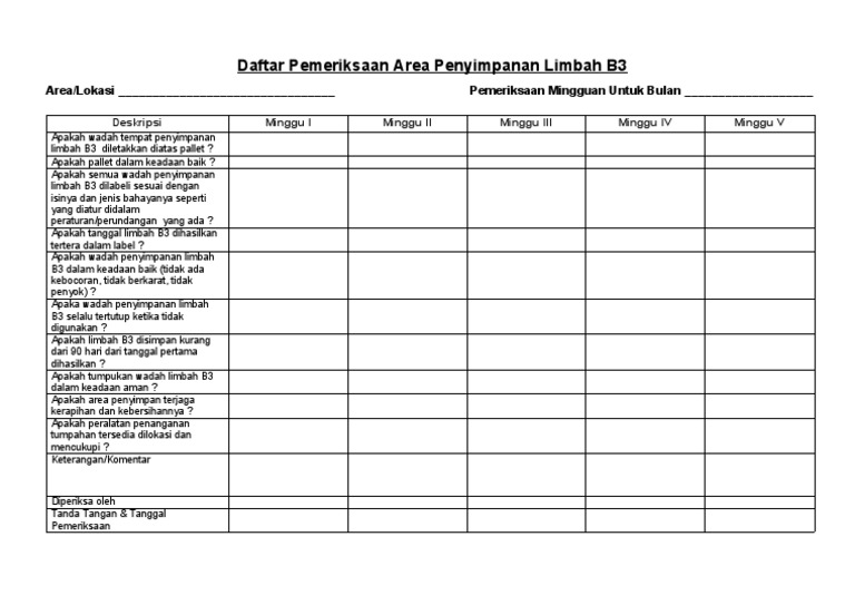Daftar Pemeriksaan TPS LB3 | PDF