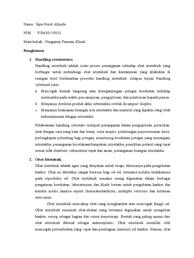 Resume Pengantar Farmasi Klinik Pdf