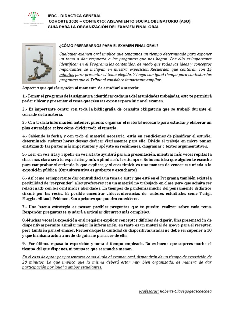 Como Prepararnos para El Examen Final Oral | PDF | Prueba (evaluación) | Cognición