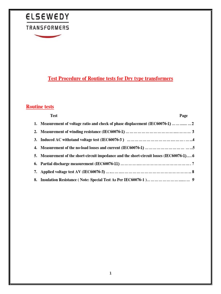 FAT Dry Transformers Test Procedure | PDF | Transformer | Insulator ...