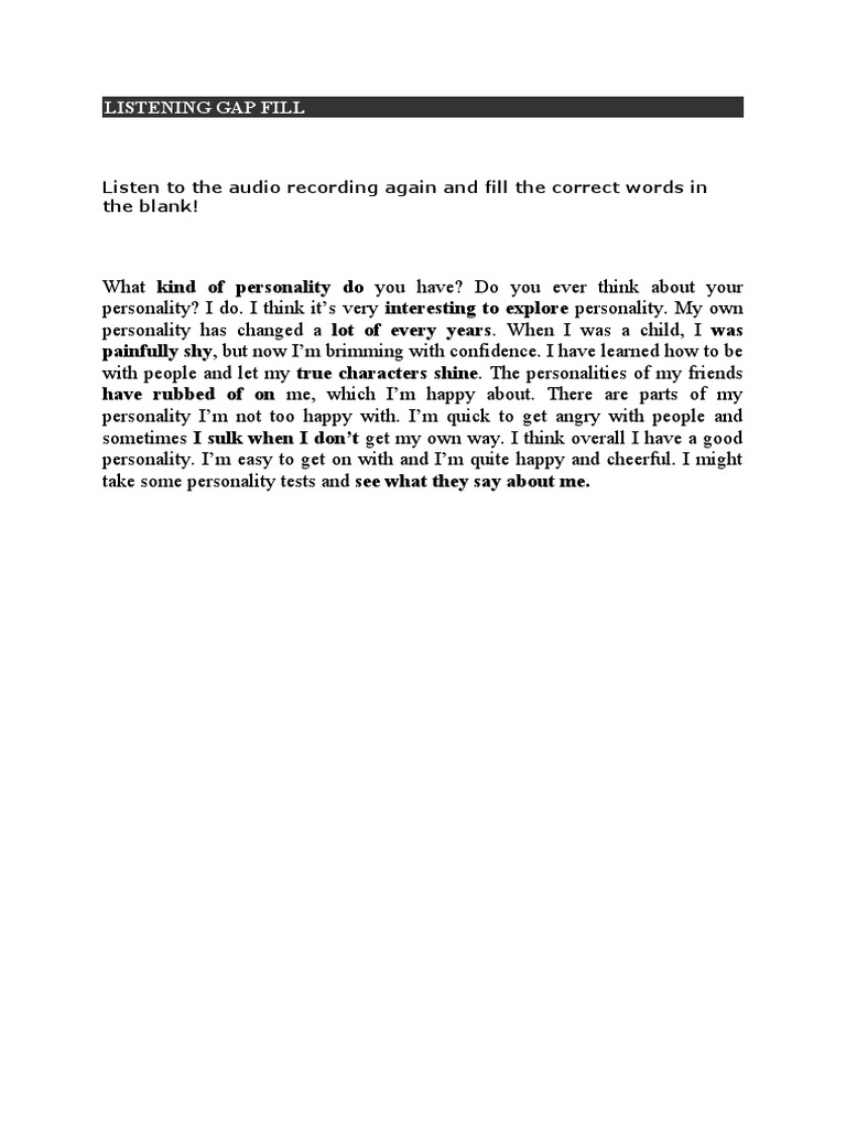 Listening Gap Fill | PDF