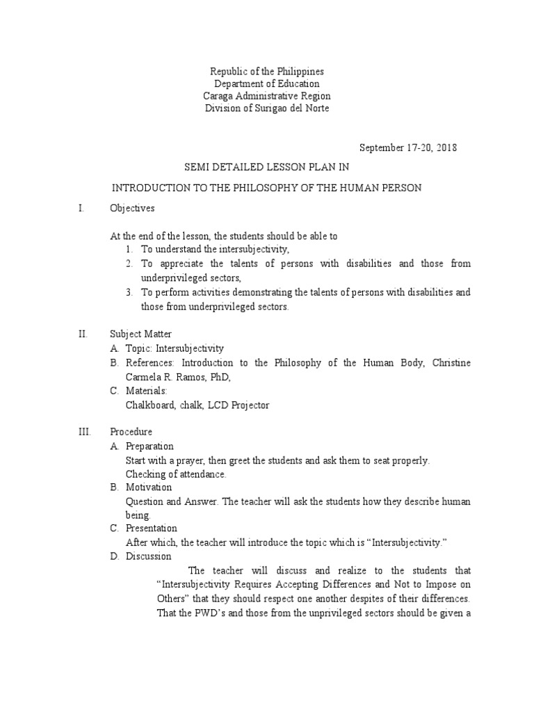 DLP in Philo (Sep. 3-6) | PDF | Teachers | Lesson Plan