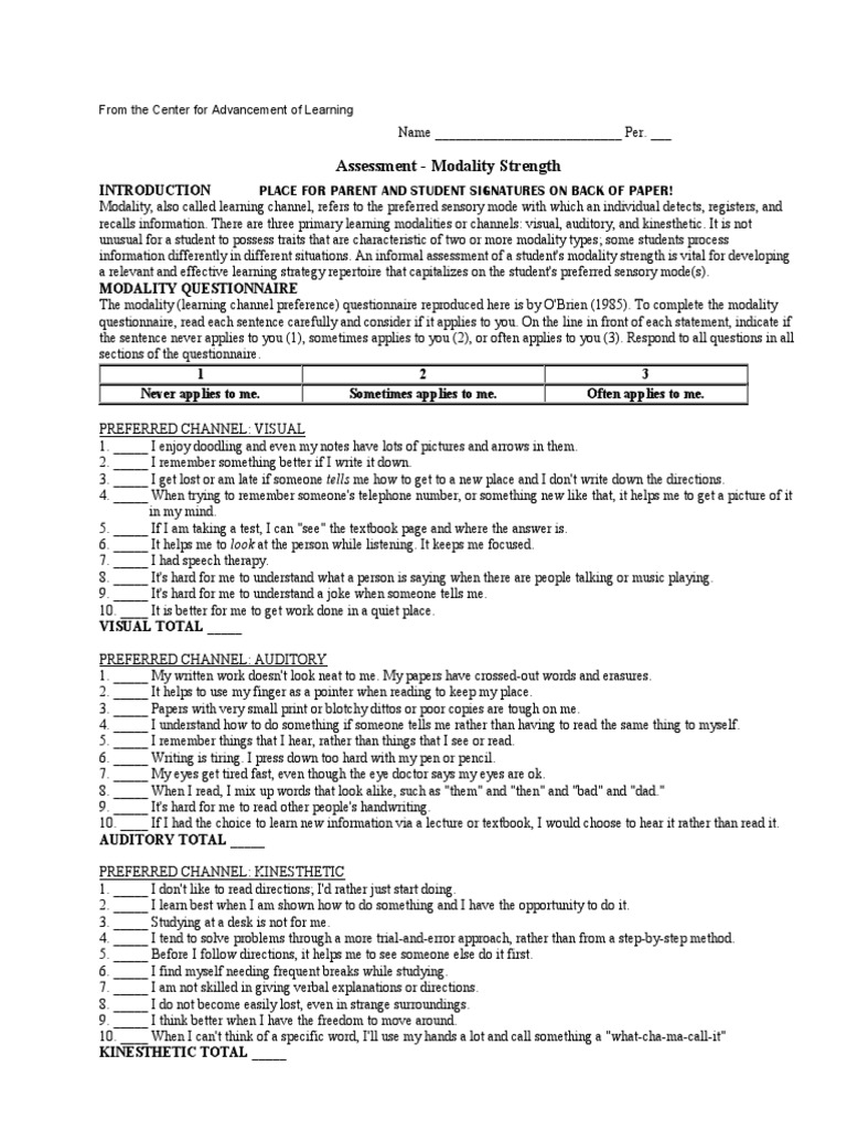 Learning Styles Evaluation | PDF | Learning Styles | Learning