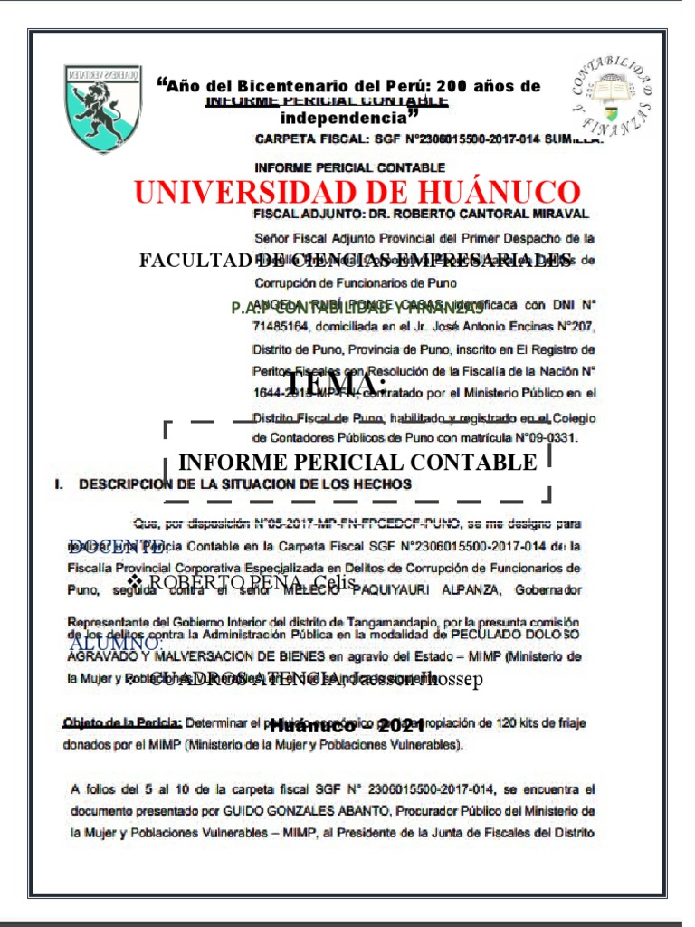 Informe Pericial Contable 2021 | PDF