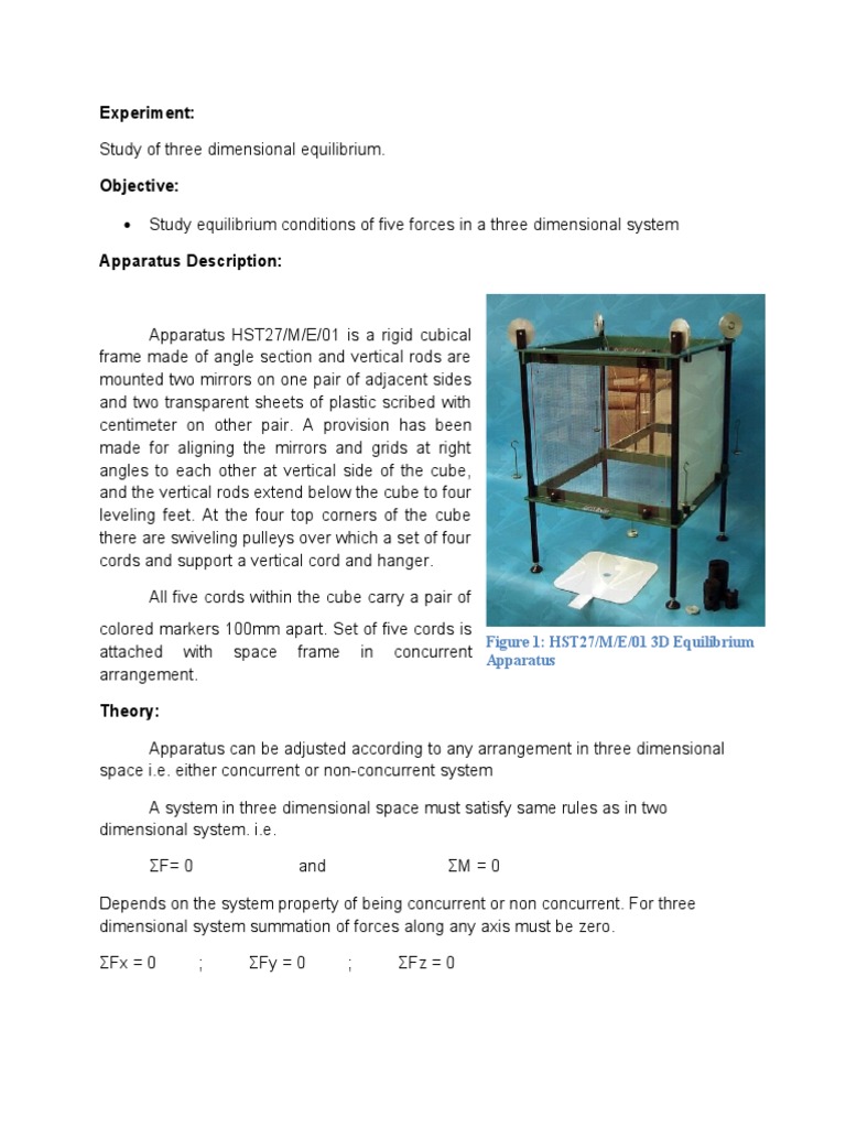3D Equilibrium Forces Experiment | PDF | Geometry