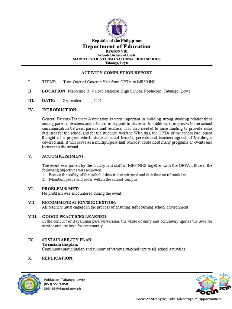 Accomplishment Report Brigada | PDF | Teachers