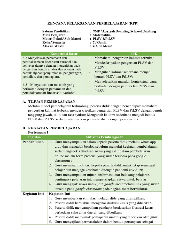 04 RPP PLSV & PTLSV (PLSV) | PDF