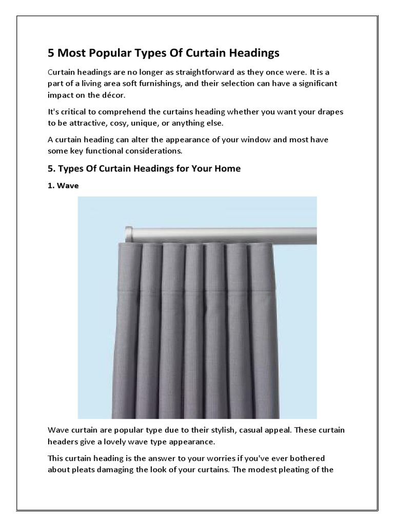 5 Most Popular Types of Curtain Headings | PDF | Curtain