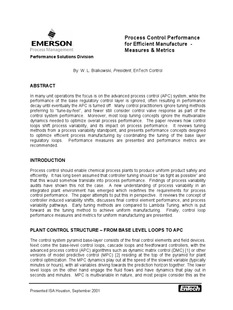 Process Control Performance - Benefits Lambda Tuning | PDF | Control Theory | Process Control