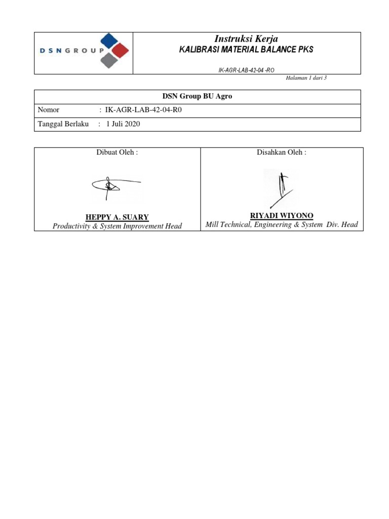 Kalibrasi Material Balance PKS | PDF