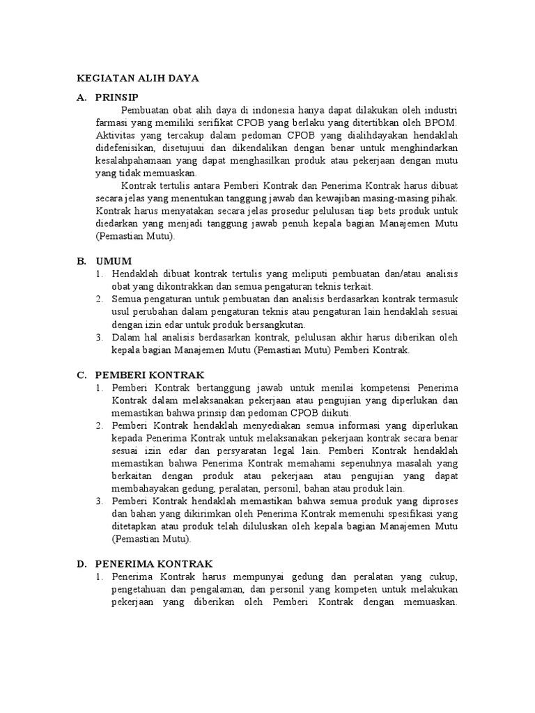 Kegiatan Alih Daya dalam Industri Farmasi | PDF