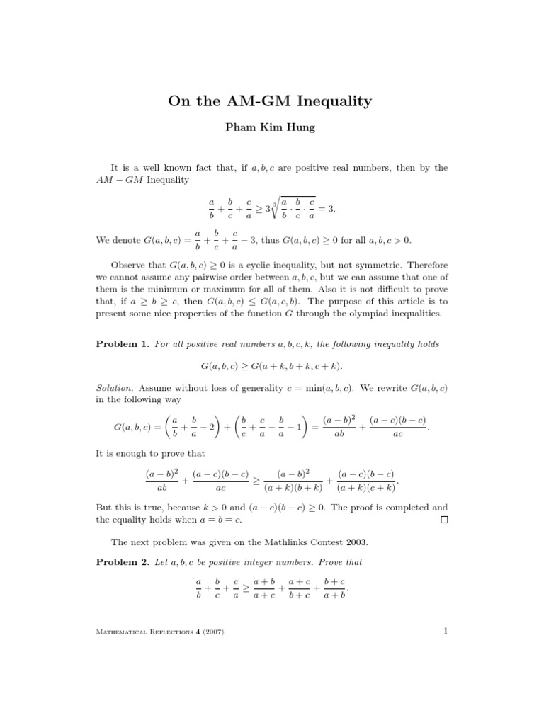 AM-GM Inequality Insights and Problems | PDF | Abstract Algebra ...