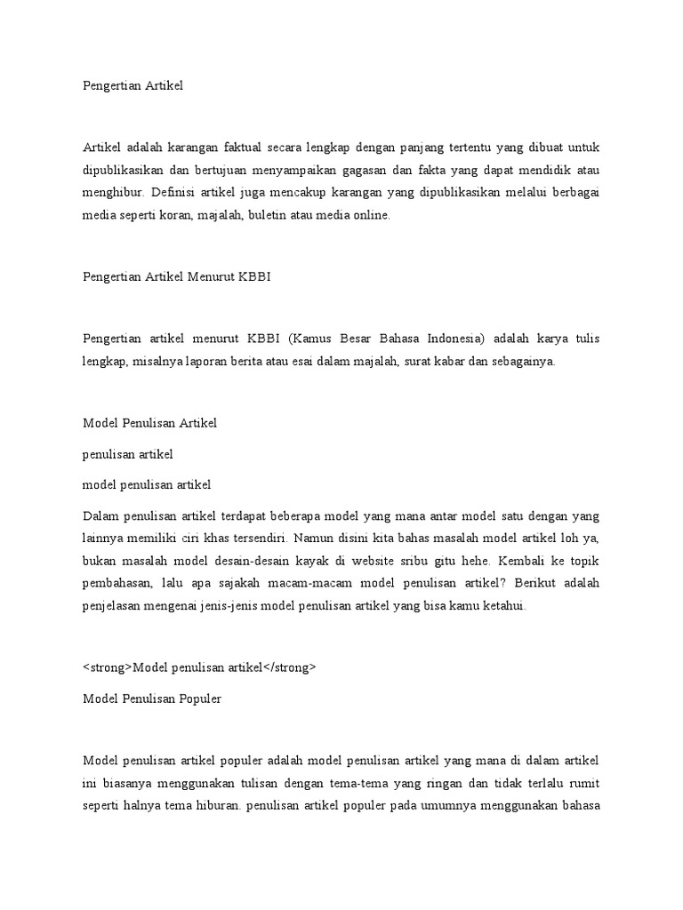 Pengertian Artikel | PDF