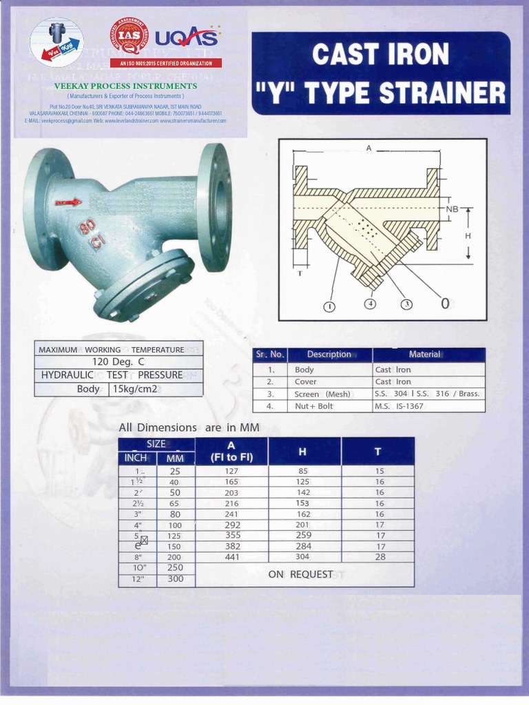 Cast Iron y Strainer | PDF | Mechanical Engineering | Building Materials