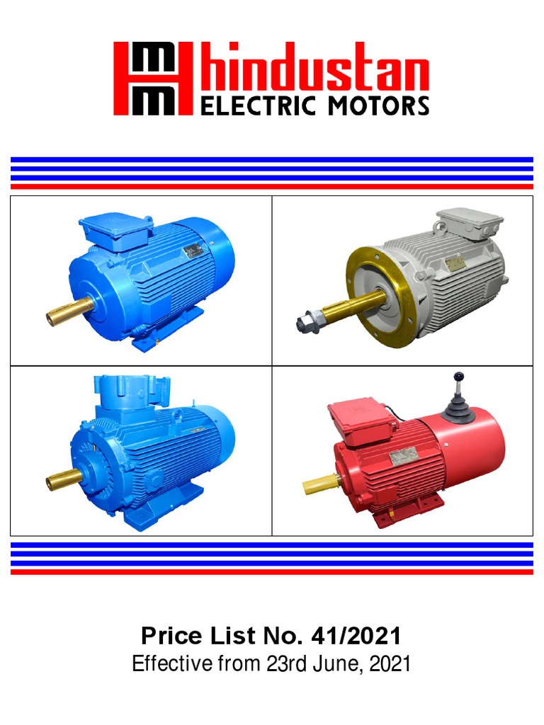 Hindustan IE2 Induction Motor Price List No. 41/2021: Specifications ...
