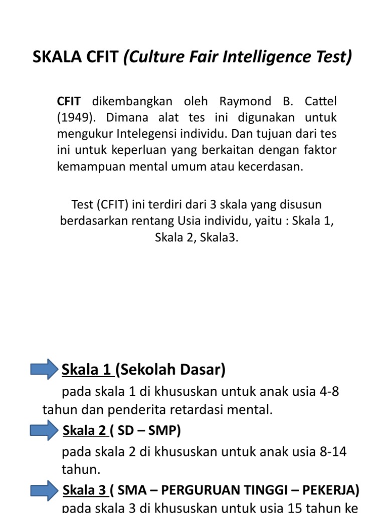 SKALA CFIT (Culture Fair Intelligence Test) | PDF