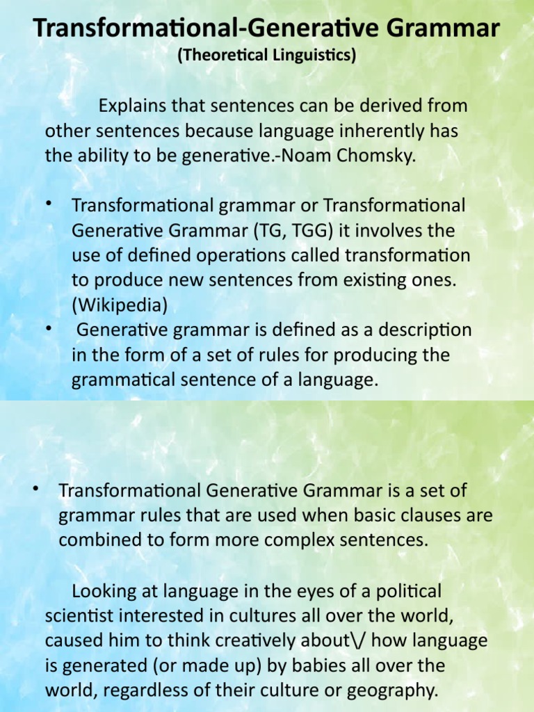 Transformational-Generative Grammar: (Theoretical Linguistics) | PDF ...