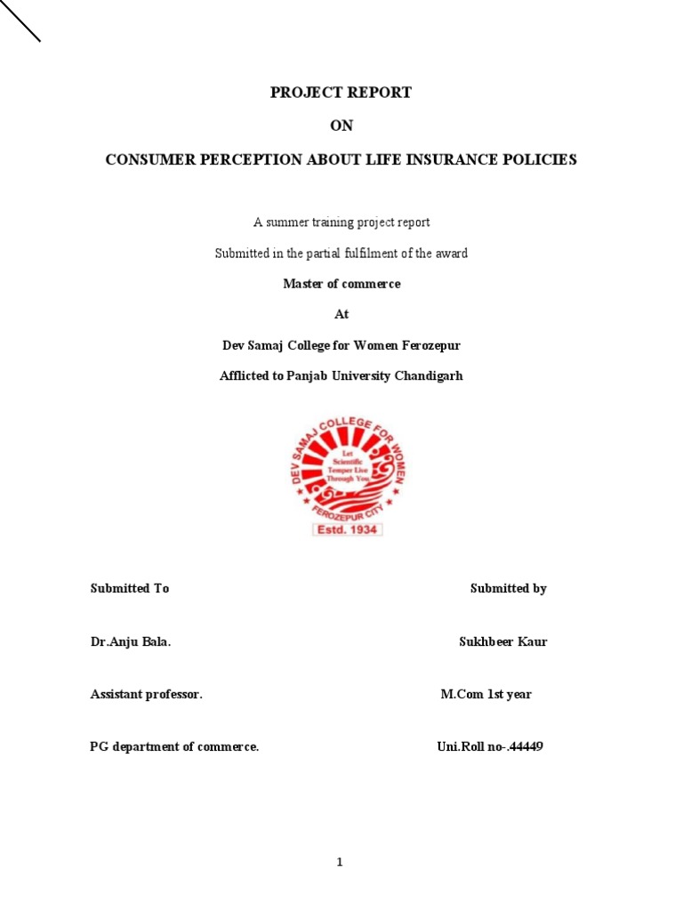 Project On Consumer Perception About Life Insurance Policy | PDF ...