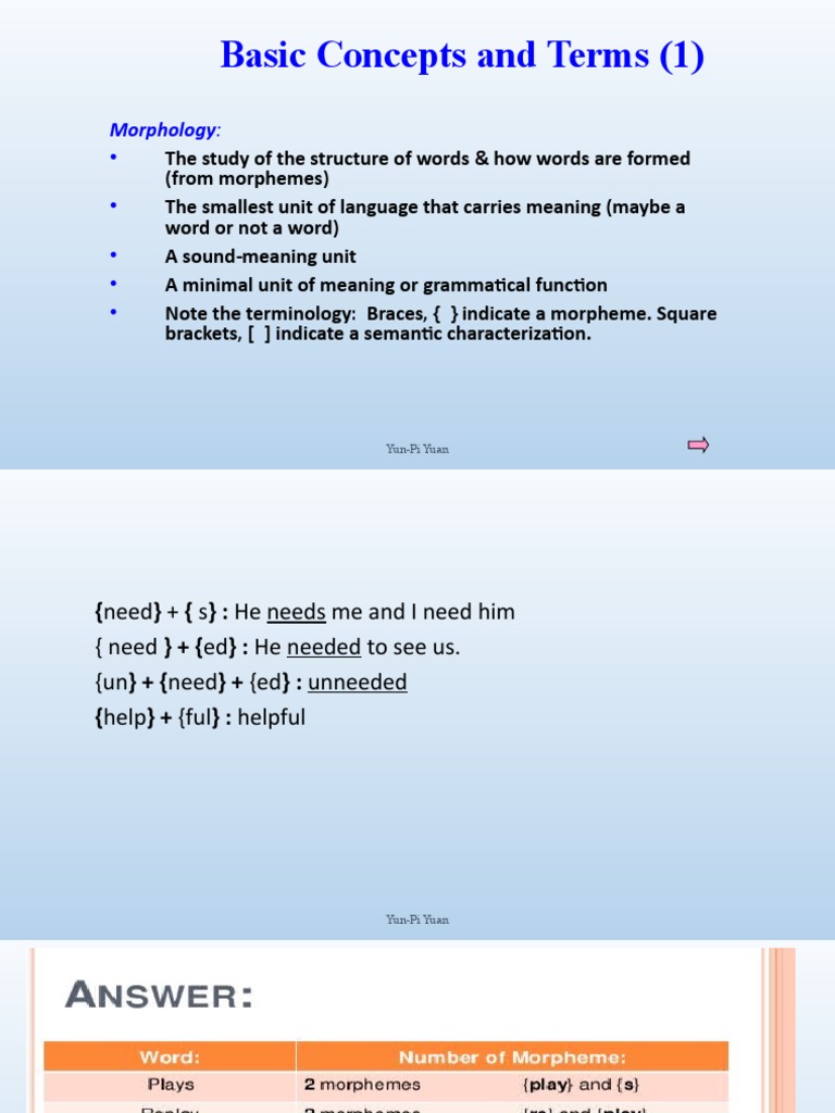 Basic Concepts and Terms (1) : Morphology | PDF | Word | Morphology (Linguistics)