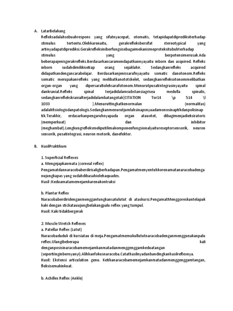 Laporan Praktikum Fisiologi Reflex Loop | PDF