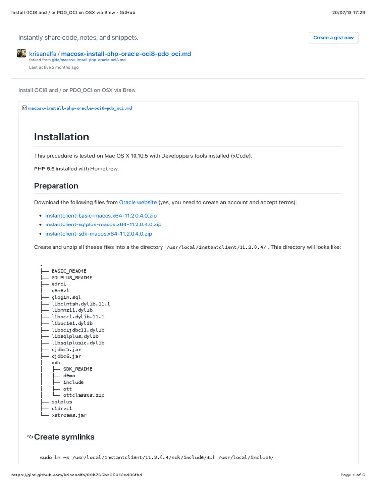 Install OCI8 and or PDO - OCI On OSX Via Brew GitHub | PDF | Zip (File Format) | Php