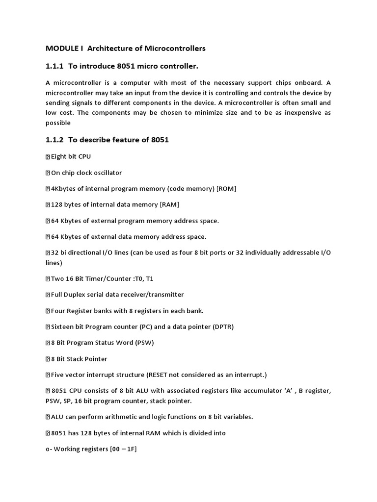Microcontroller 1 J2 and 3 Module Notes | PDF | Microcontroller ...