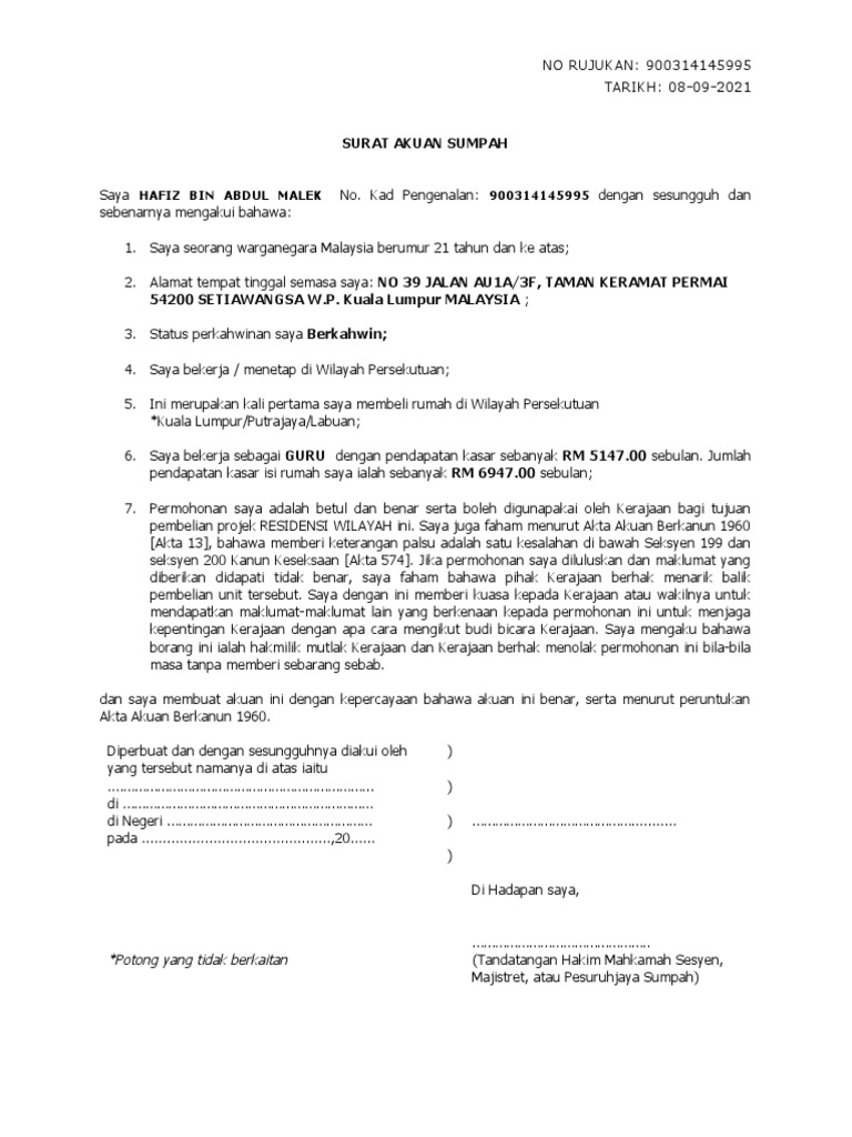 Surat Akuan Sumpah | PDF