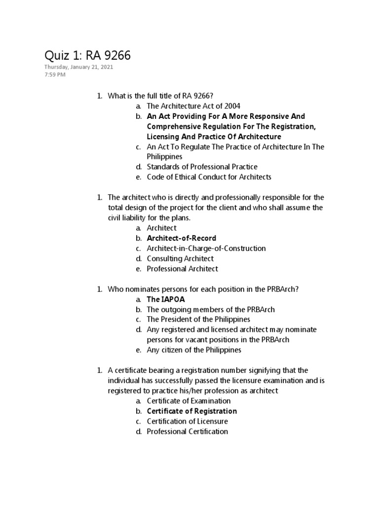 PP Pedro RA 9266 | PDF | Architect | Licensure