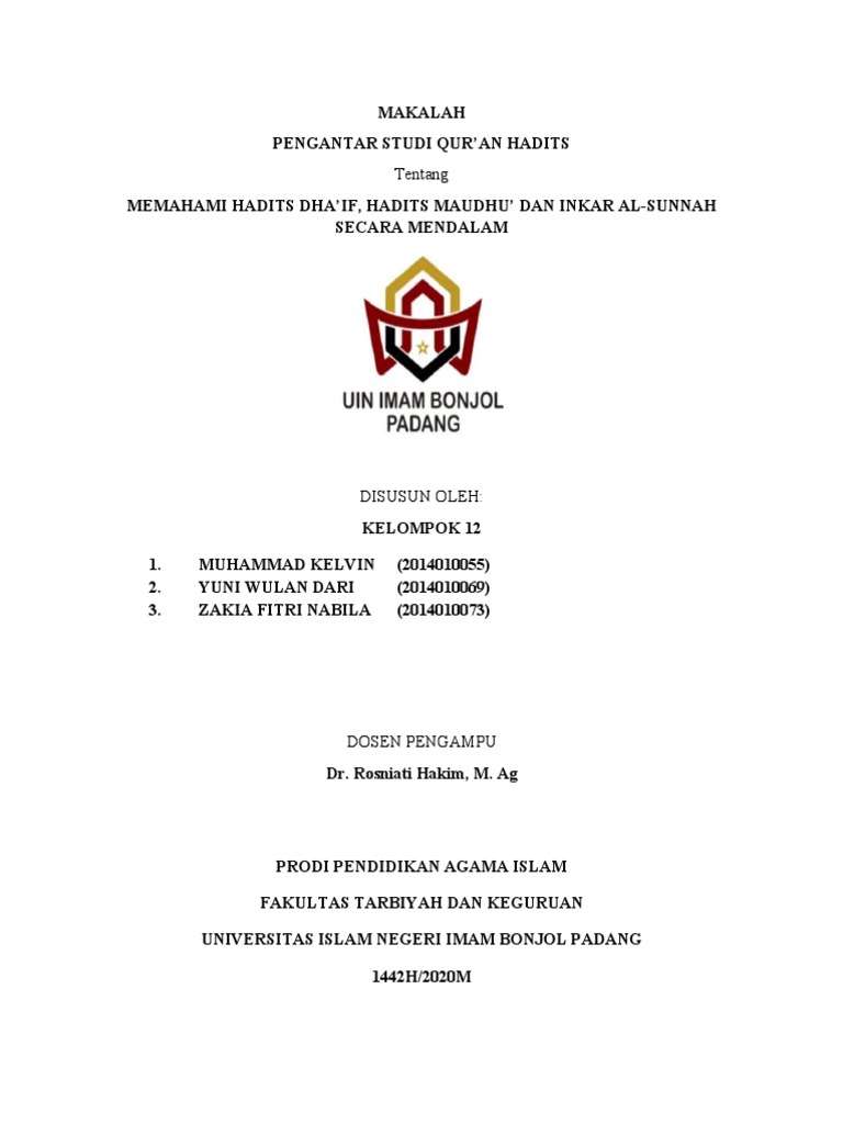 I.pai.B.T.004.MP - Memamahi Hadits Dha'if, Hadits Maudhu' Dan Inkar Al ...