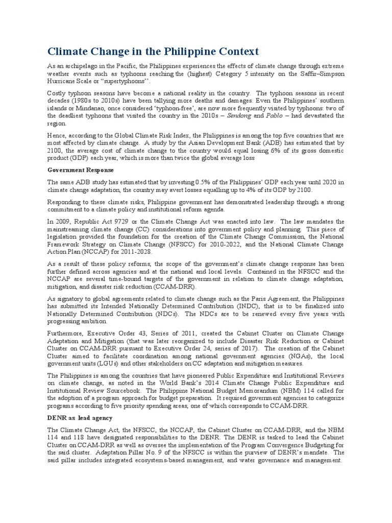 Philippines Climate Change Impact & Response | PDF | Greenhouse Gas ...
