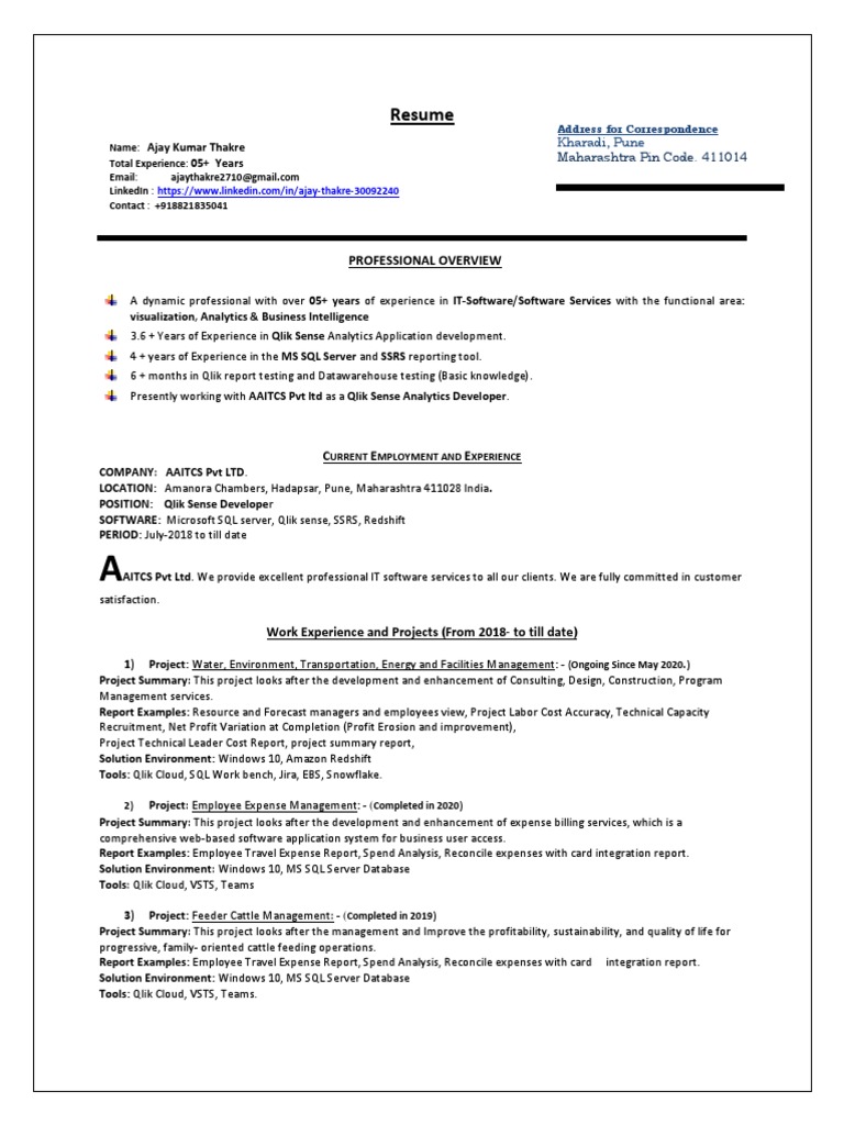 Resume: Professional Overview | Download Free PDF | Databases | Microsoft Sql Server