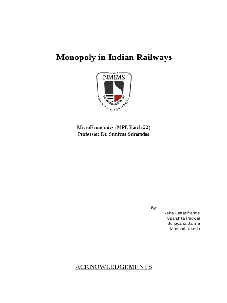 MicroEconomics An Indian Rail Case Study | PDF | Price Discrimination | Monopoly