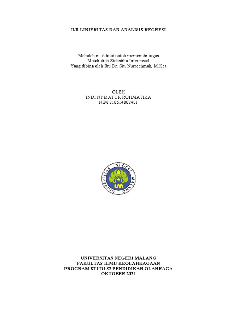 Uji Linieritas Dan Analisis Regresi Pdf