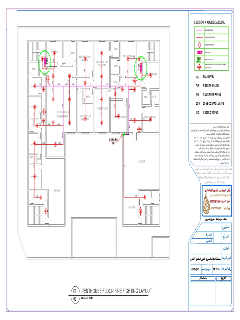 Penthouse Floor Fire Fighting Layout: Legends & Abbreviations | PDF ...