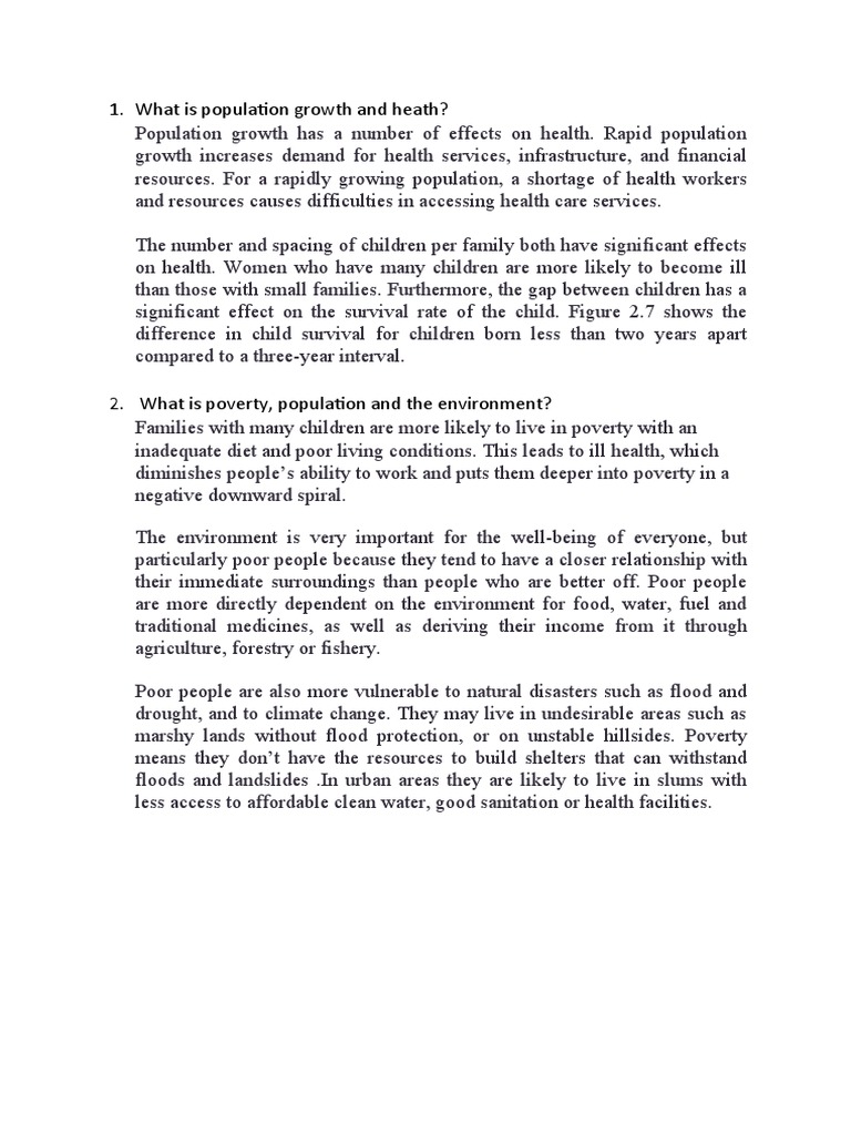 Impact of Population Growth on Health | PDF | Wellness