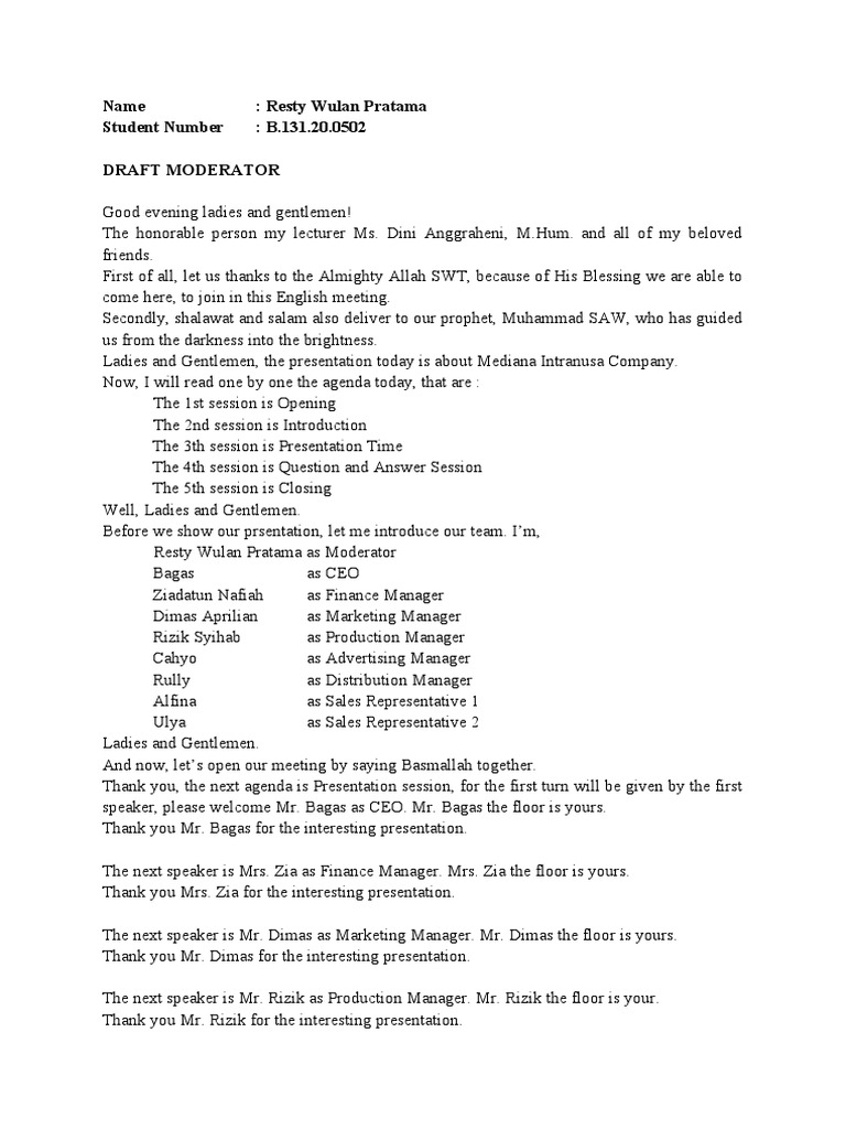 Name: Resty Wulan Pratama Student Number: B.131.20.0502 Draft Moderator | PDF | Abrahamic ...