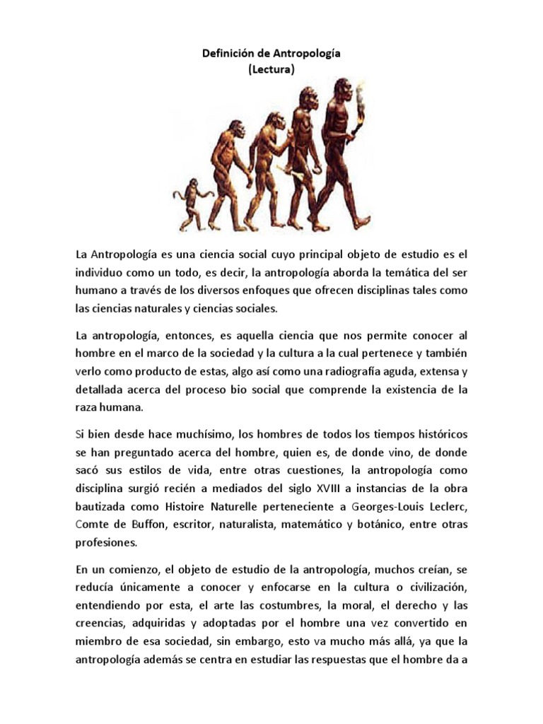 Definición de Antropología y Ramas | PDF | Antropología | Antropología ...