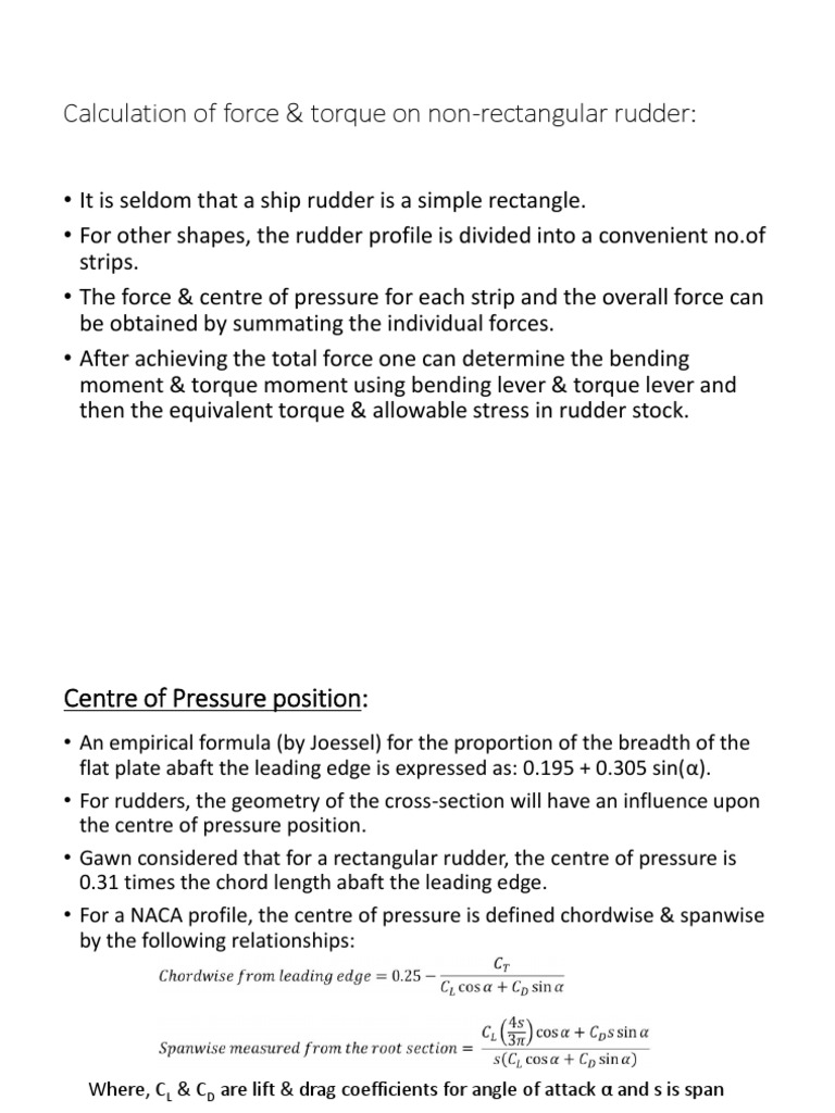 Rudder Force and Torque Calculations | PDF | Science & Mathematics
