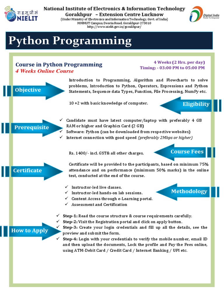 Nielit - Gorakhpur PythonProgramming | PDF | Educational Technology ...