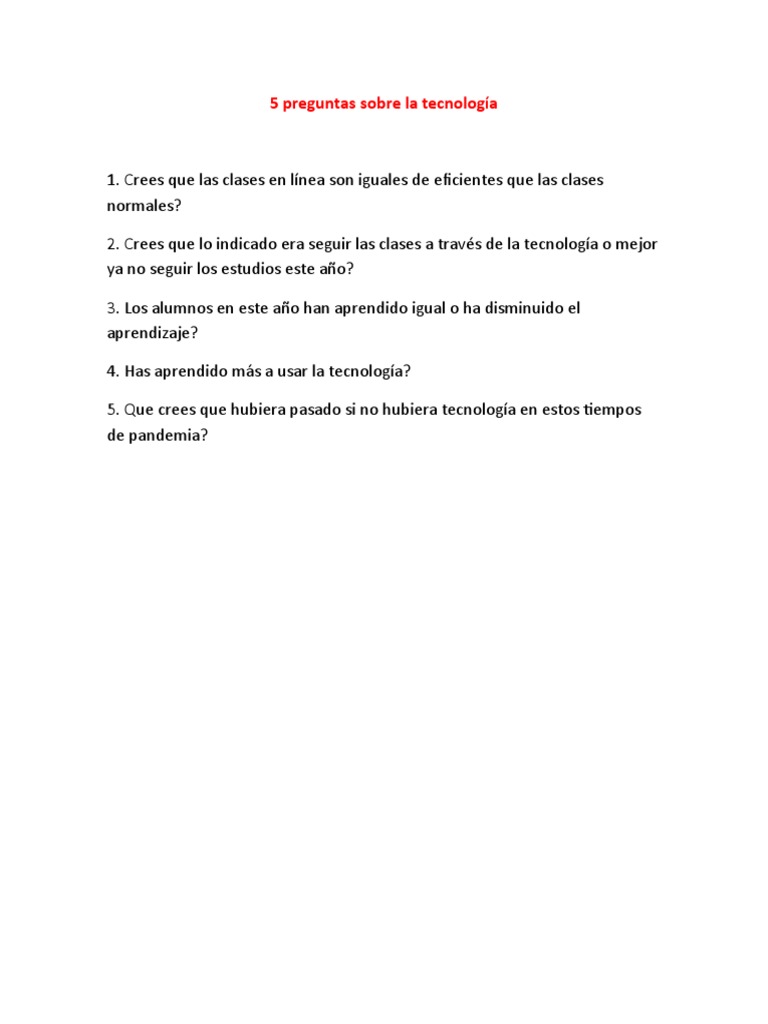 5 Preguntas Sobre La Tecnología | PDF
