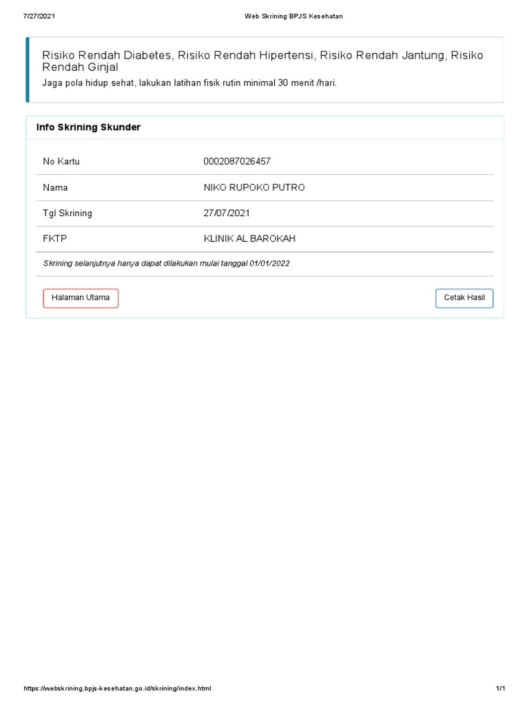 Web Skrining BPJS Kesehatan | PDF