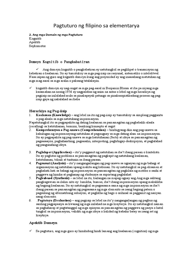 Pagtuturo NG Filipino Sa Elementarya | PDF