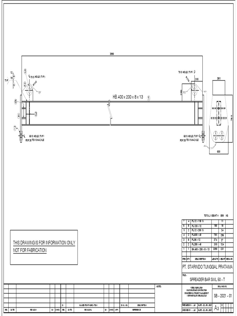 Spreader Bar SWL - SD.50 T Rev 01 | PDF