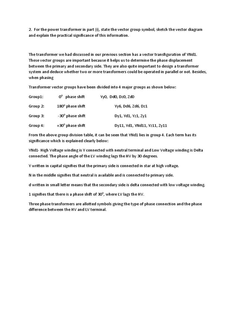 YNd1 Transformer Vector Group Explained | PDF | Science & Mathematics ...