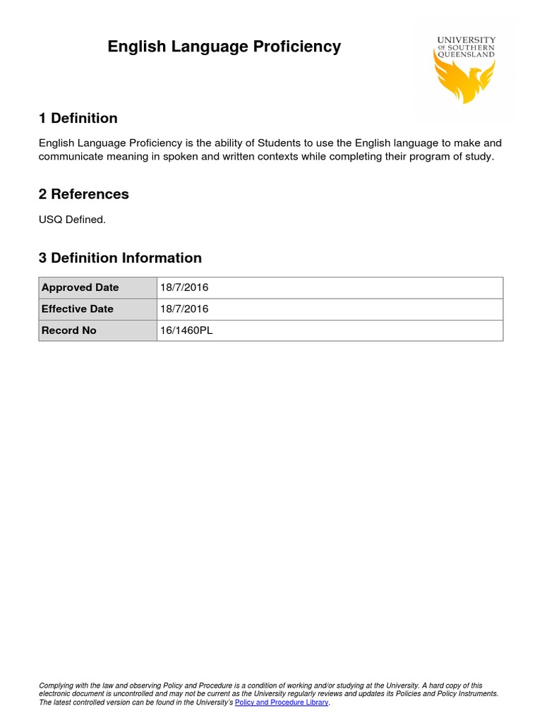 English Proficiency Definition | PDF