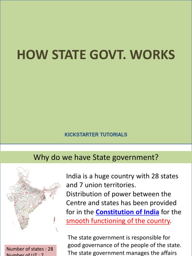 An Overview of How State Government Works in India | PDF | Legislature ...