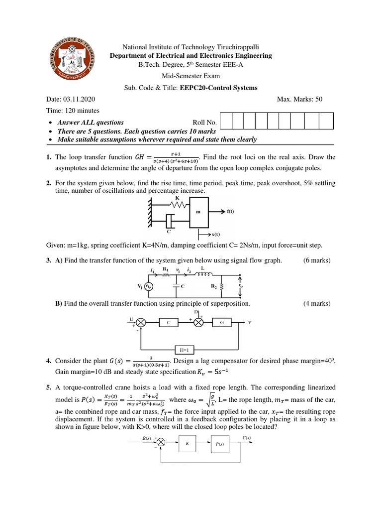 Mid-Sem Exam Question Paper | PDF